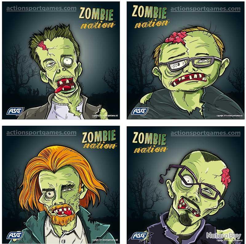 Lot 100 Cibles Carton 14x14 cm Shooting targets Zombie - Cibles Airsoft ...