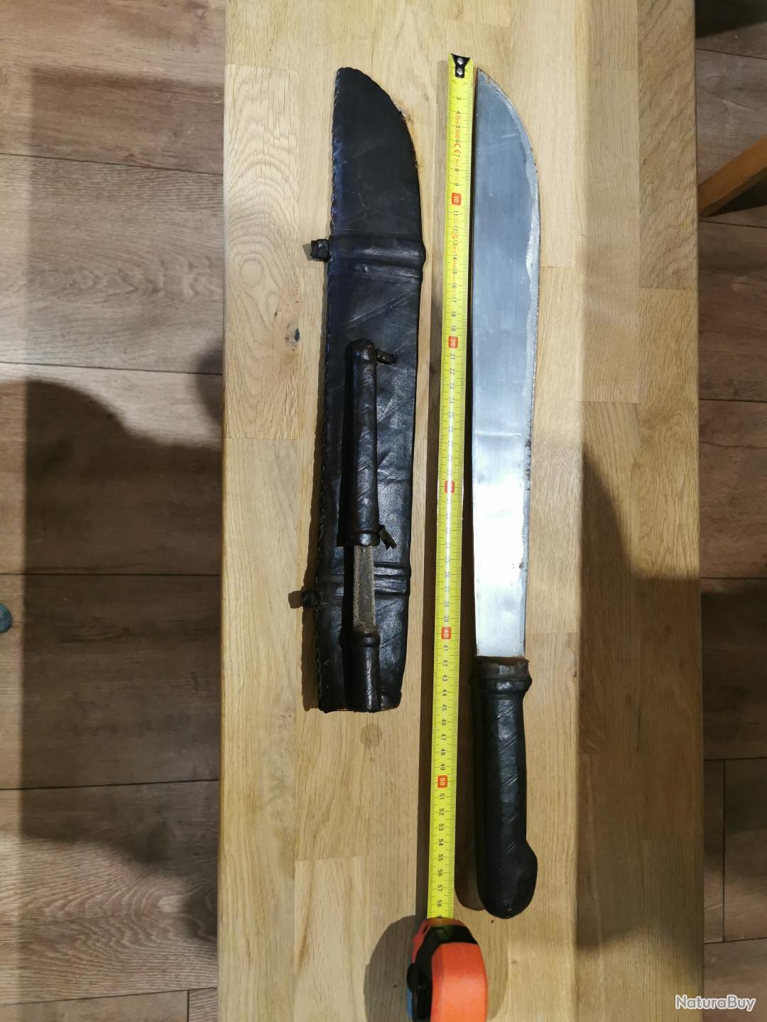 Machette lame 41cm long, 58cm manche comprisFourreau en cuir - Machette ...