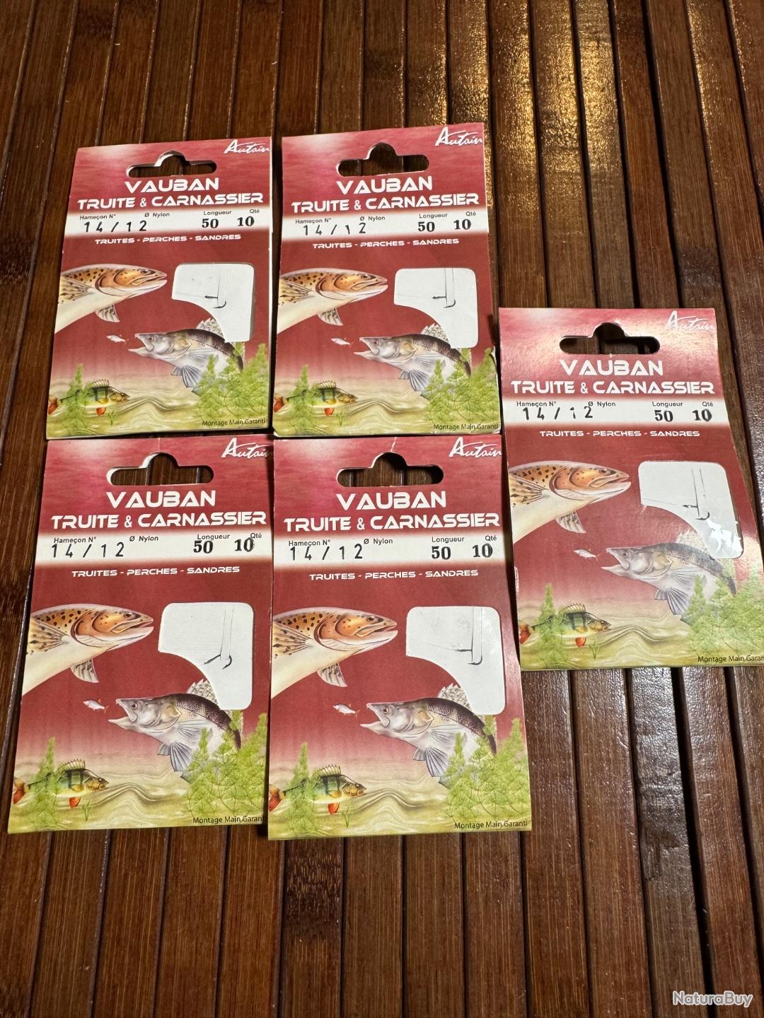 LOT PÊCHE 50 HAMEÇONS MONTAGE VAUBAN TRUITE & CARNASSIER N14 - Hameçons ...