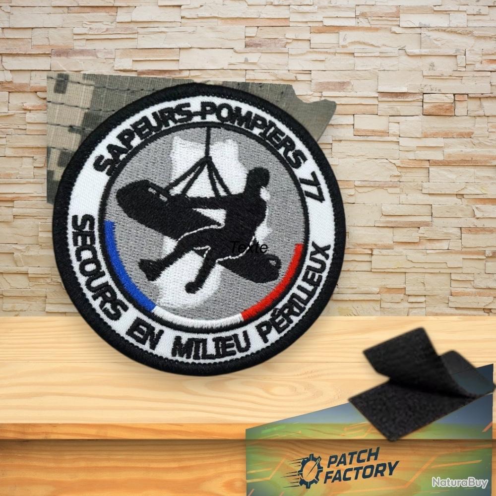 Ecusson Brodé Sapeurs-Pompiers 77 SDIS GRIMP 8Cm - Patch Avec Scratch ...