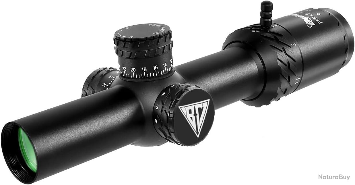 Lunette de Visée 1.2-7x24 FFP Réticule Mil-Dot illuminé Rouge & Vert ...