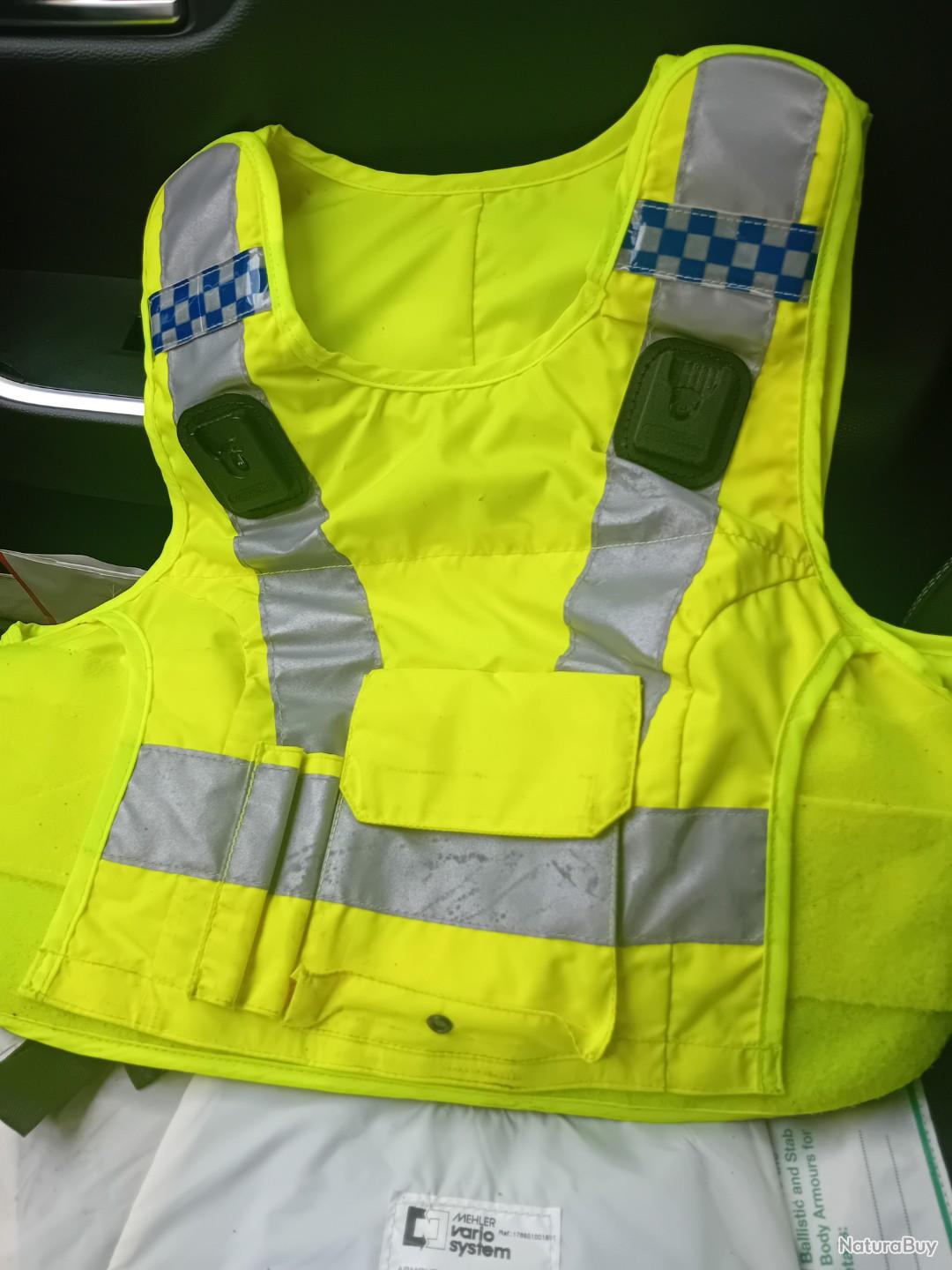 ENCHERE GILET PARE BALLES FLUORESCENT JAUNE EN KEVLAR TAILLE REJLABLE ...