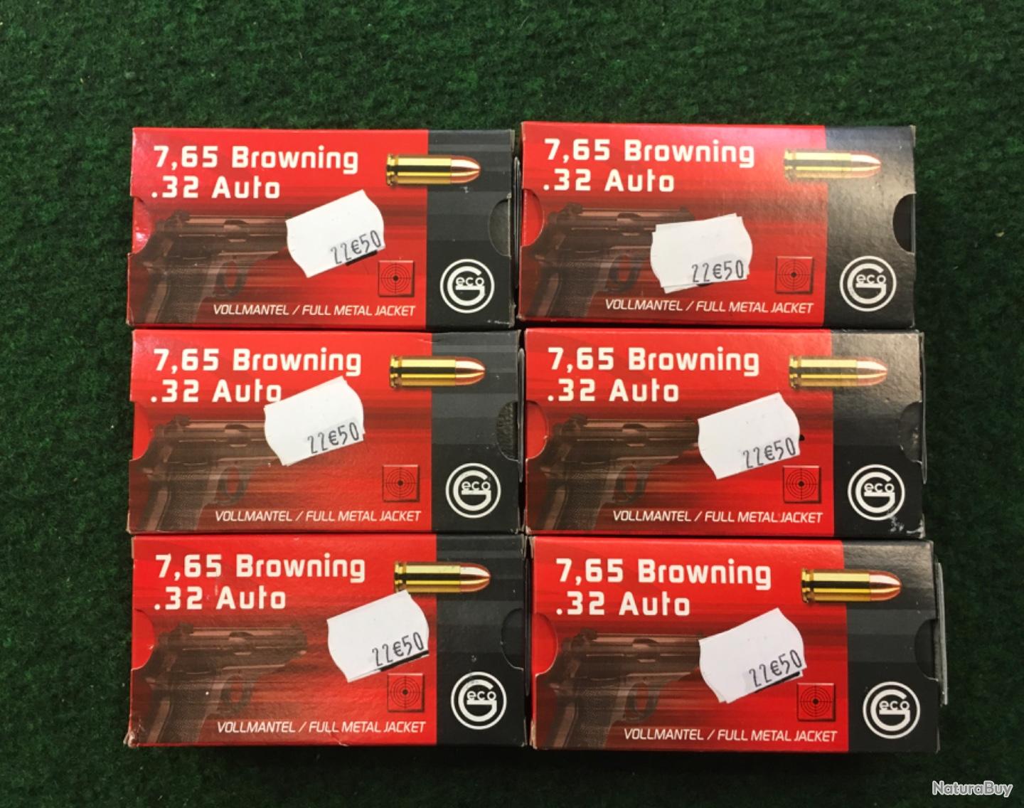 Lot de 300 munitions GECO Calibre 7,65 Browning / .32 Auto en FMJ 73grs ...