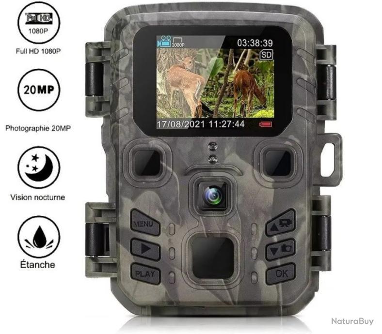 Mini Caméra Chasse 4K 20MP Vision Nocturne Détection Mouvement IP66 ...