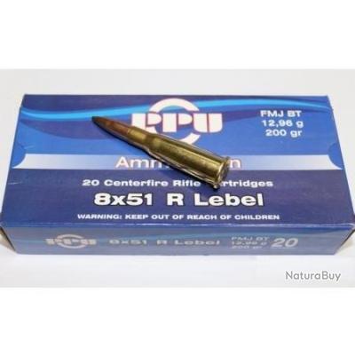 Cartouches PPU Calibre 8x51R .327 LEBEL FMJBT 200grs - Boite de 20 ...