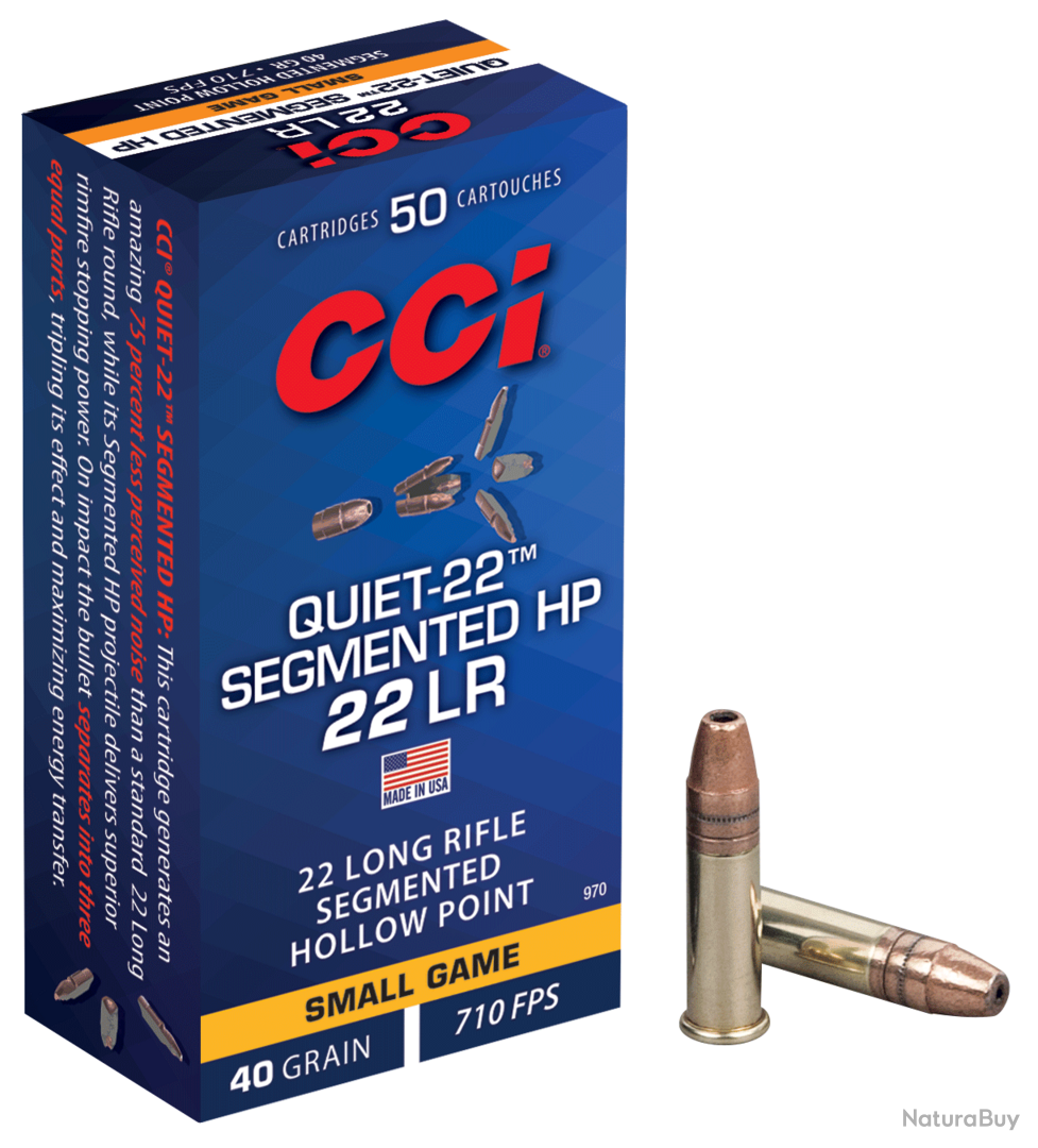 CCI 22LR Quiet-22 Segmented HP 40 grains - Boite de 50 cartouches ...