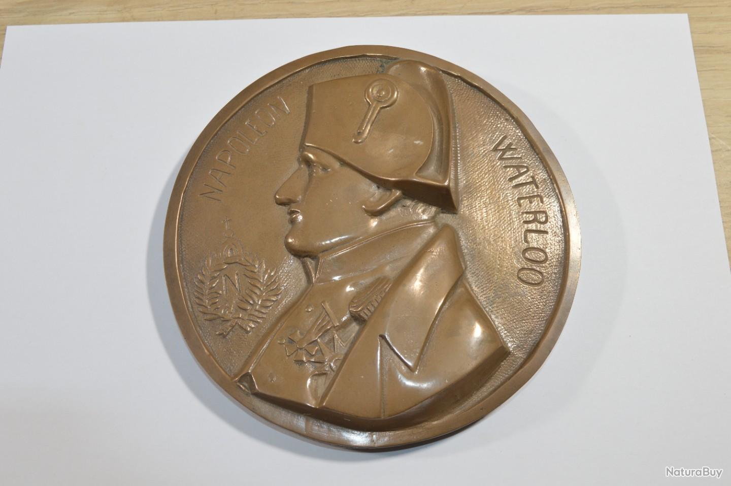 Médaille Mural NAPOLEON BONAPARTE WATERLOO 15.5 cm commémorative bronze ...