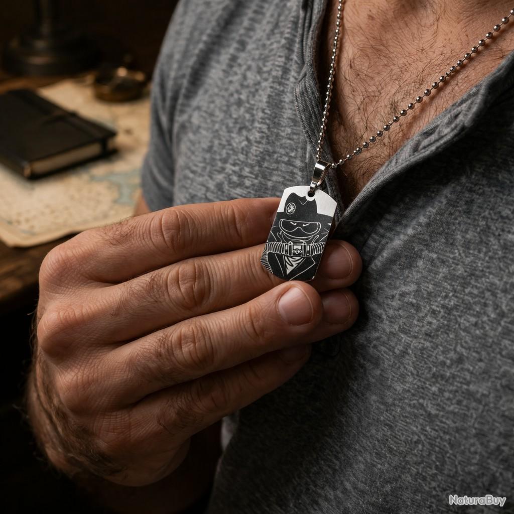 Dog tag acier inoxydable 45mm CPEOM double face - DGSE Service Action ...