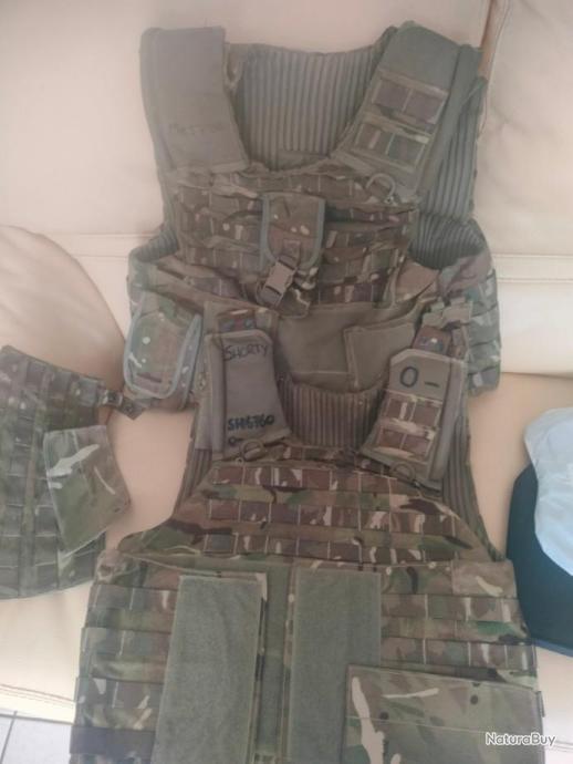 ENCHERE GILET PARE BALLES MULTICAM OTAN AVEC KEVLAR + OPTION 2 PLAQUES ...