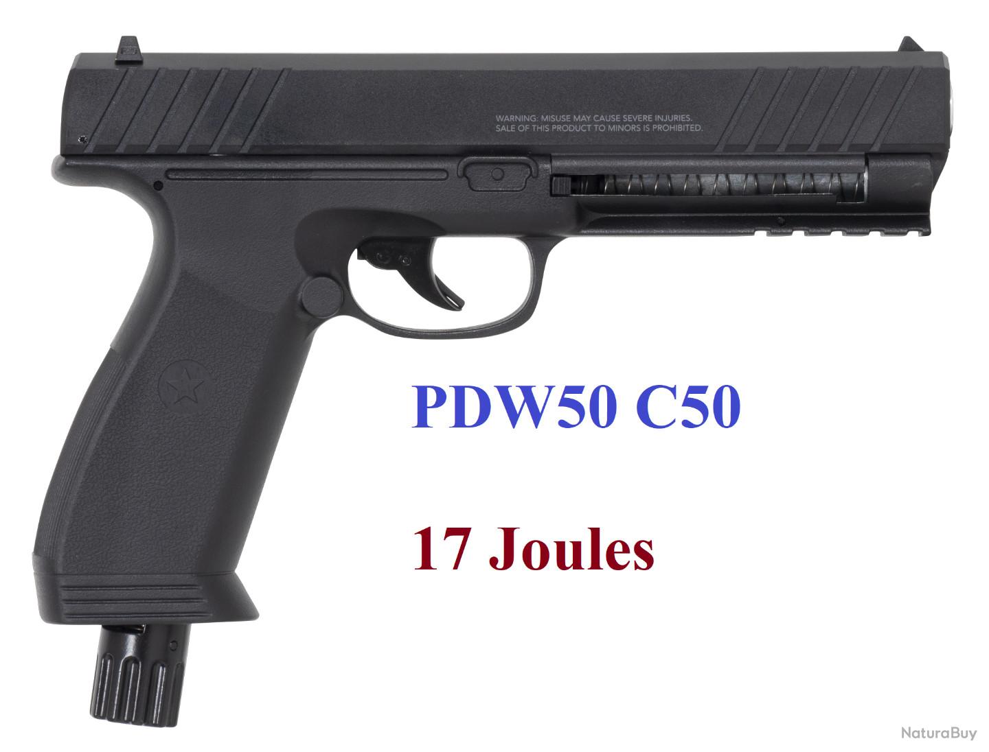 Pistolet semi auto PDW50 Cal 50 -17 Joules - Armes à balles caoutchouc ...