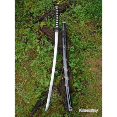 Sabre Katana De Cérémonie Lame Acier 440 Tsuba Métal Manche Façon Peau ...