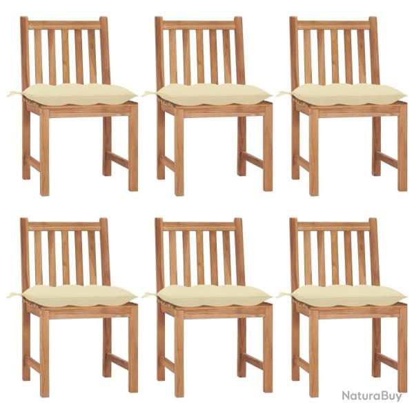 Chaises de lot de 6 avec coussins Bois de teck massif - Mobilier (15069313)