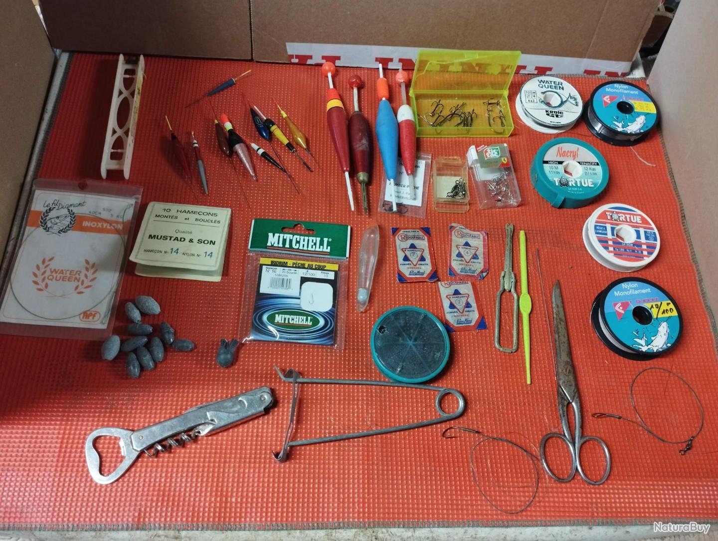 LOT DE PÊCHE PLOMBS EMERILLONS NYLON HAMECONS FLOTTEURS CISEAUX ...