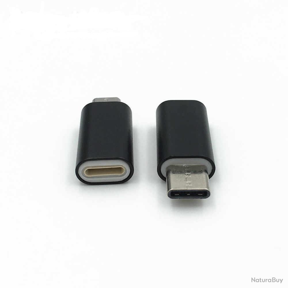 Adaptateur USB Type C Male vers 8 pin Femelle pour iPhone iPad Alu Noir ...