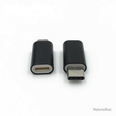 Adaptateur USB Type C Male vers 8 pin Femelle pour iPhone iPad Alu Noir ...