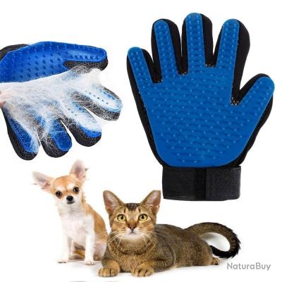 Gant Peigne Silicone Toilettage Chien Chat -Bleu Droit - Brosse ...
