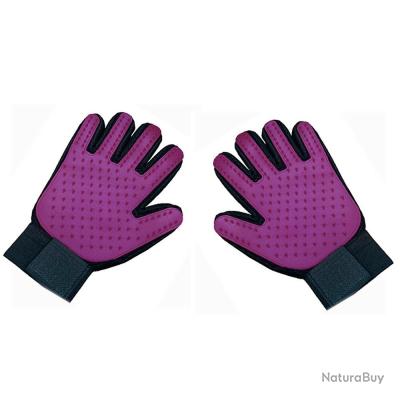 Gant Peigne Silicone Toilettage Chien Chat -Violet Paire - Brosse ...