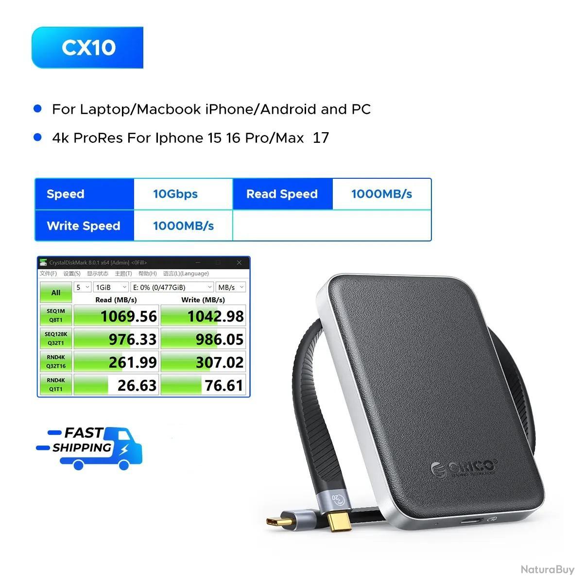 Disque SSD externe Magnetique pour Apple Android PC-CX10 128GO ...
