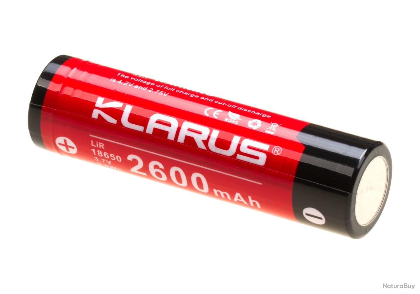 Klarus 18650 Battery 3.7V 2600mAh - Réf: 18650 BAT 2600 - Pièces ...