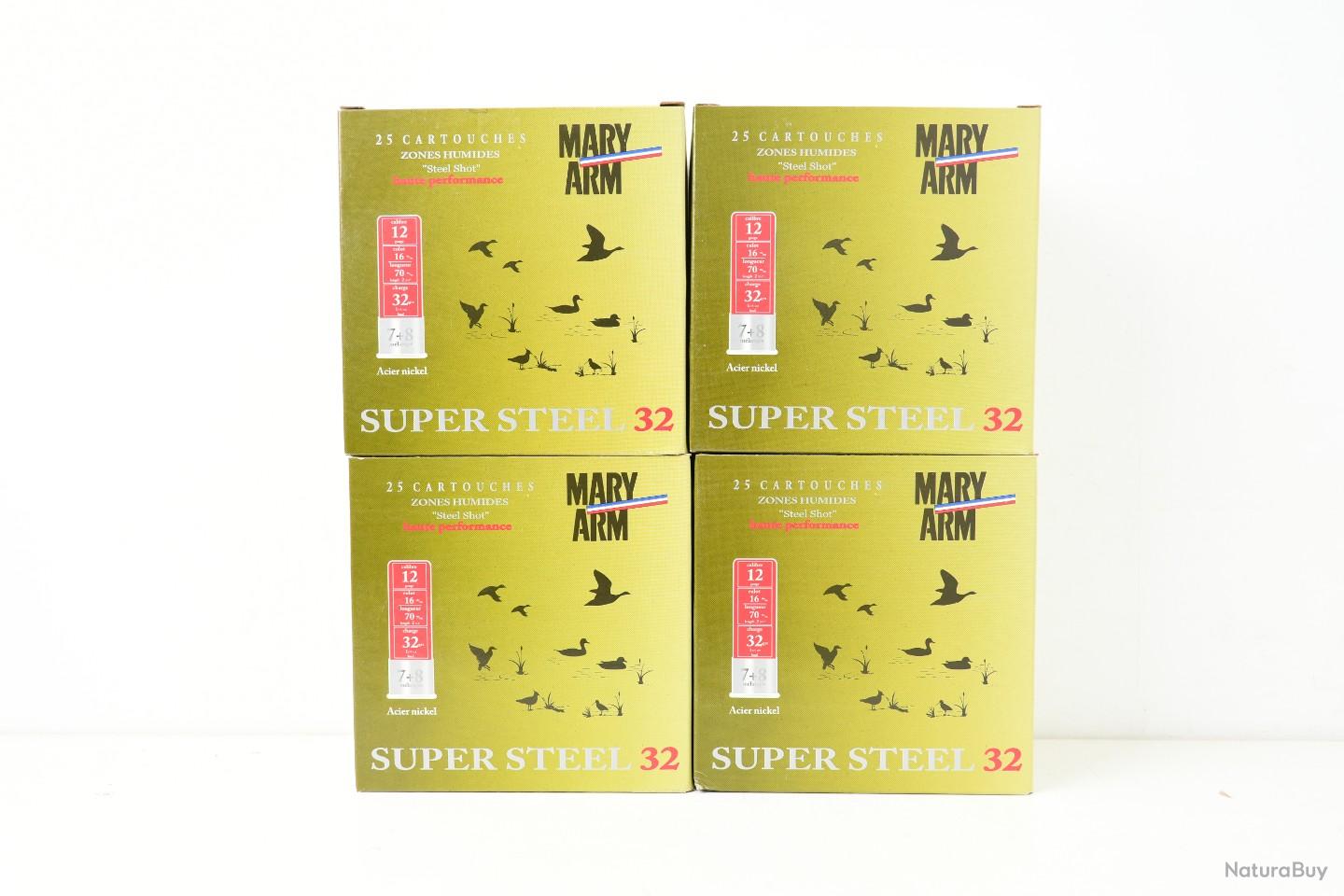 100 Cartouches Mary Arm Super Steel 32 calibre 12 - Cartouches acier et ...
