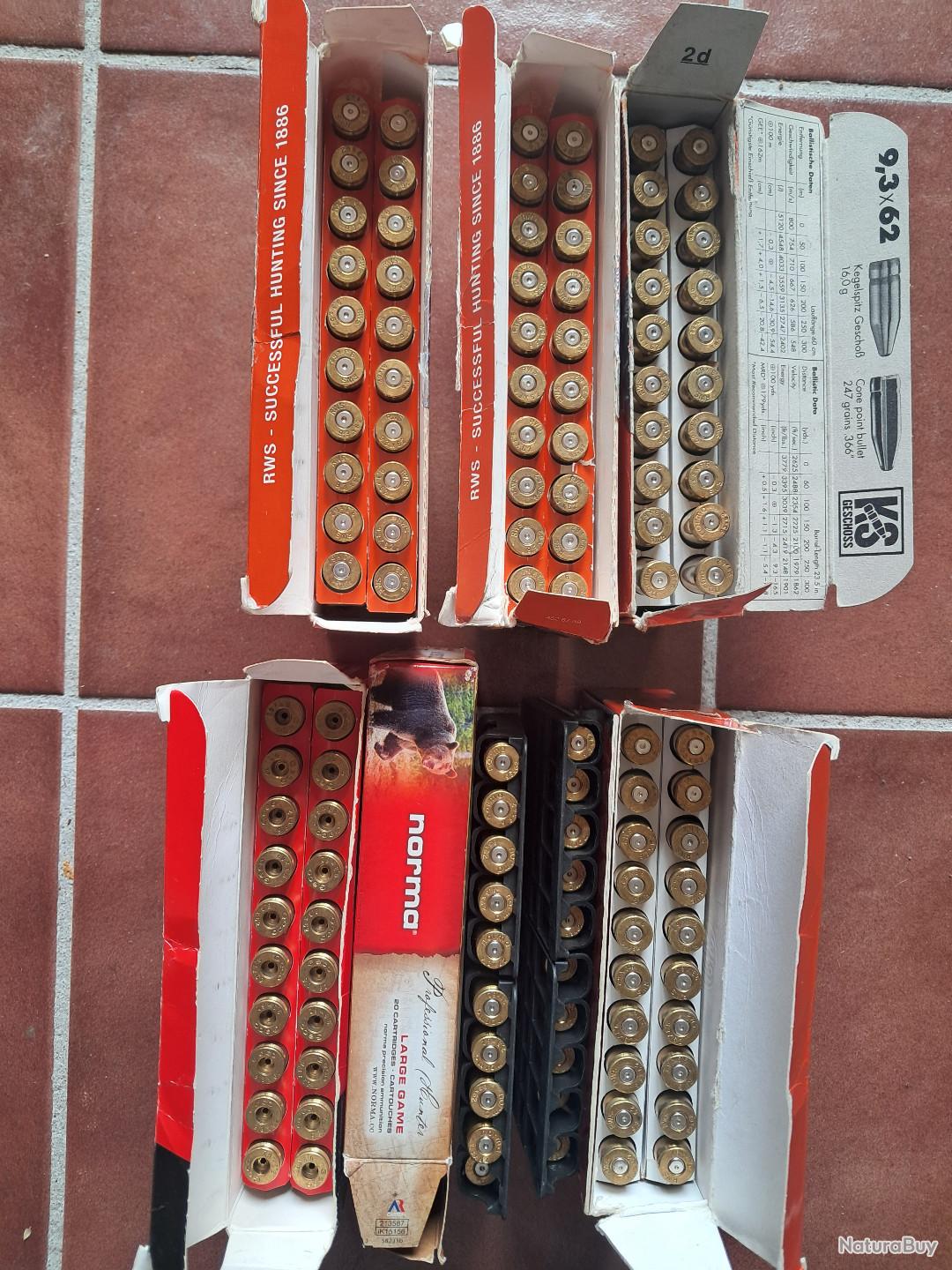 Lot de 120 étuis ( GECO, NORMA, RWS ) cal. 9.3 x 62 - Etuis et douilles ...