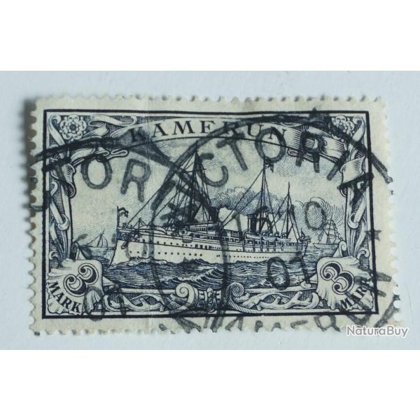 Timbre Cameroun colonie allemande yatcht impérial 3m 1900 oblitéré ...
