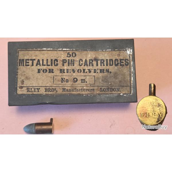 Une belle Boite en fer belle étiquette , 9mm a broche de Eley London et ...