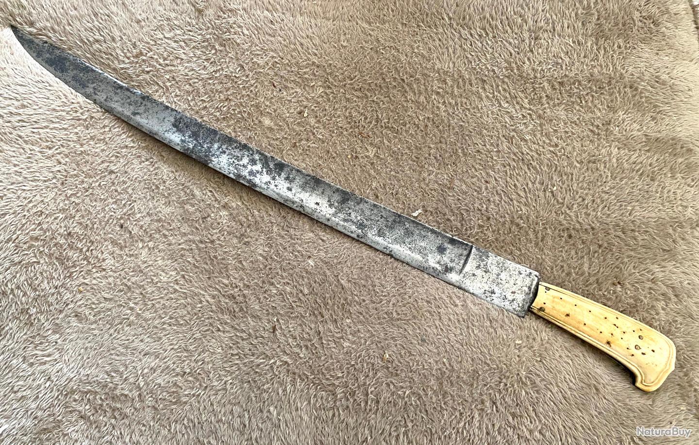 Ancienne Machette dague de vénerie Chasse manche en corne ? décoré ...