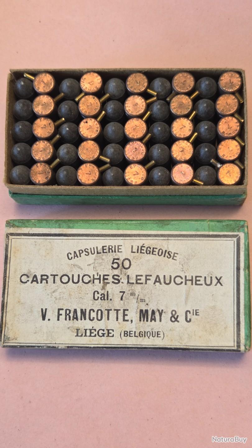 Une rare boite de 50 cartouches de 7mm Lefaucheux a Broche de Francotte ...