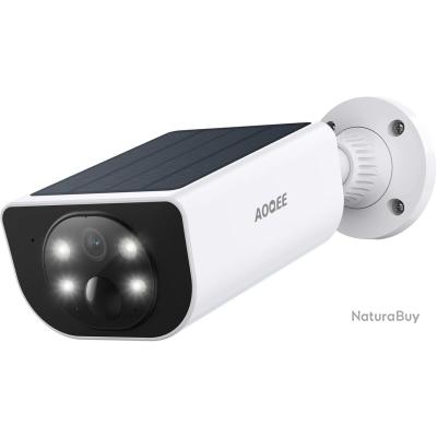 Caméra de Surveillance Solaire WiFi 2K Angle 100° Détection PIR Vision ...