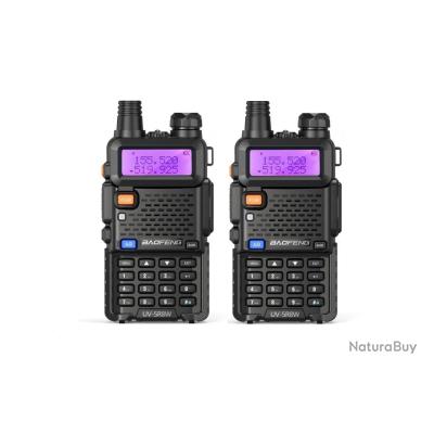 Paire de 2 Talkies-walkies Baofeng UV-5R (8 Watts) + socles de charge ...