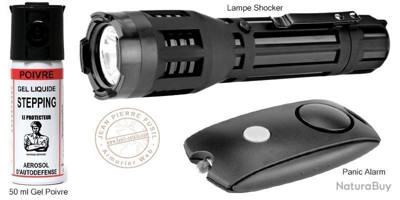 Pack anti-agression : Shocker, alarme et spray poivre Noir ...