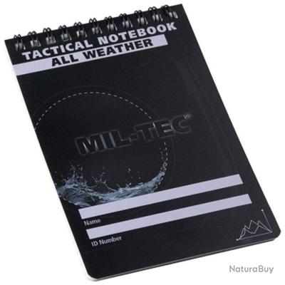 Carnet tactique Mil-Tec étanche 48 feuillets format 100 × 150 mm - Noir ...