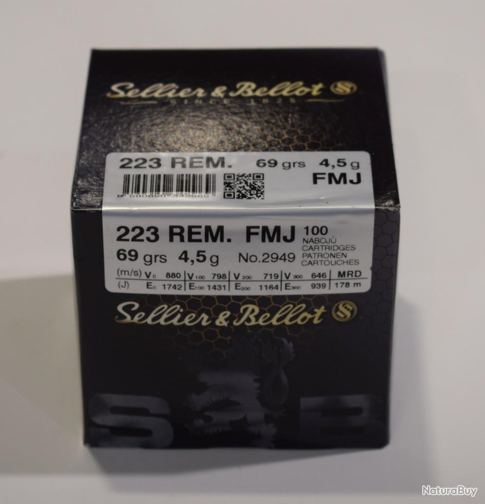 Boite de 100 cartouches cal 223 remington 69 grains FMJ, sellier ...