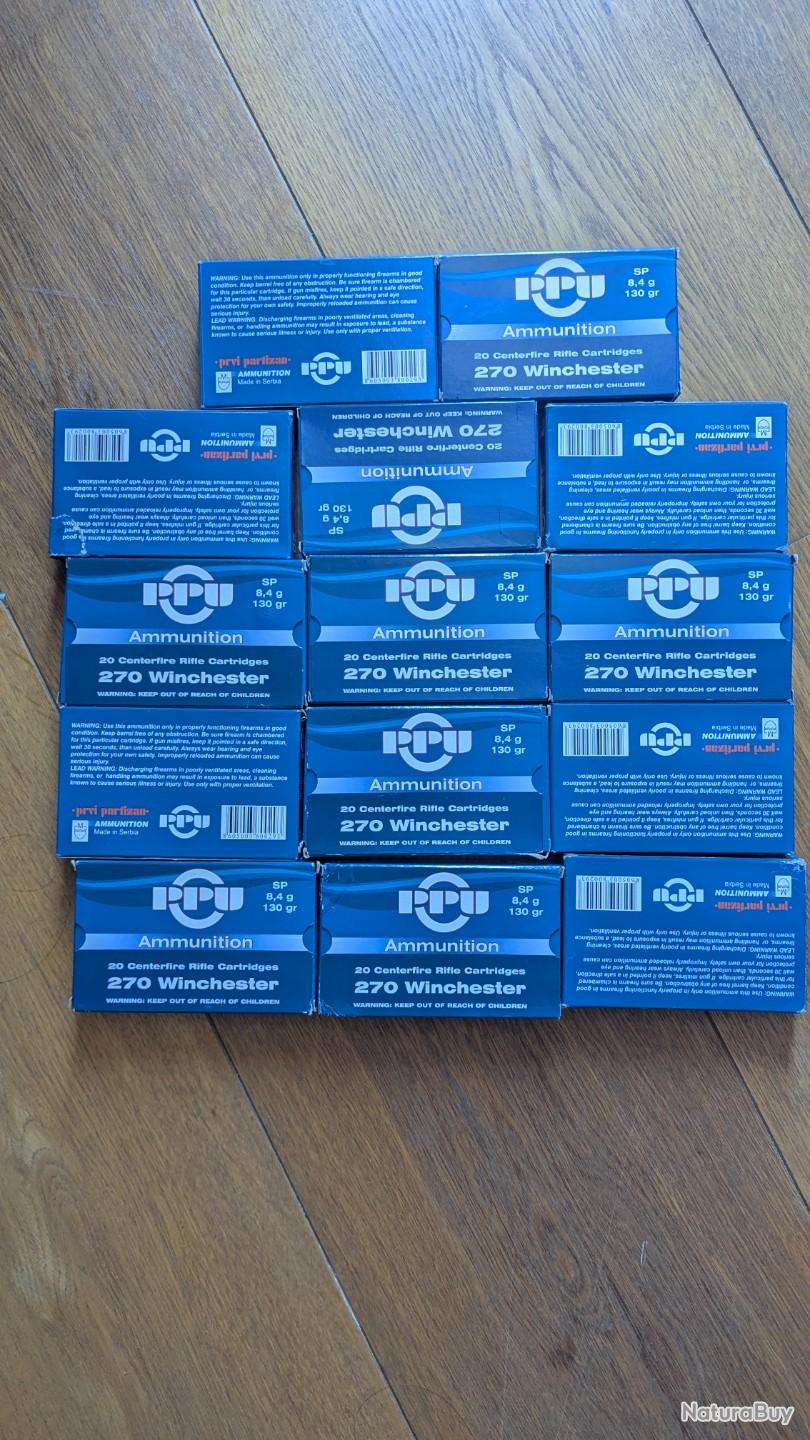 Munition PPU Partizan cal 270, 130 gr - Balles Calibre 270 Winchester ...